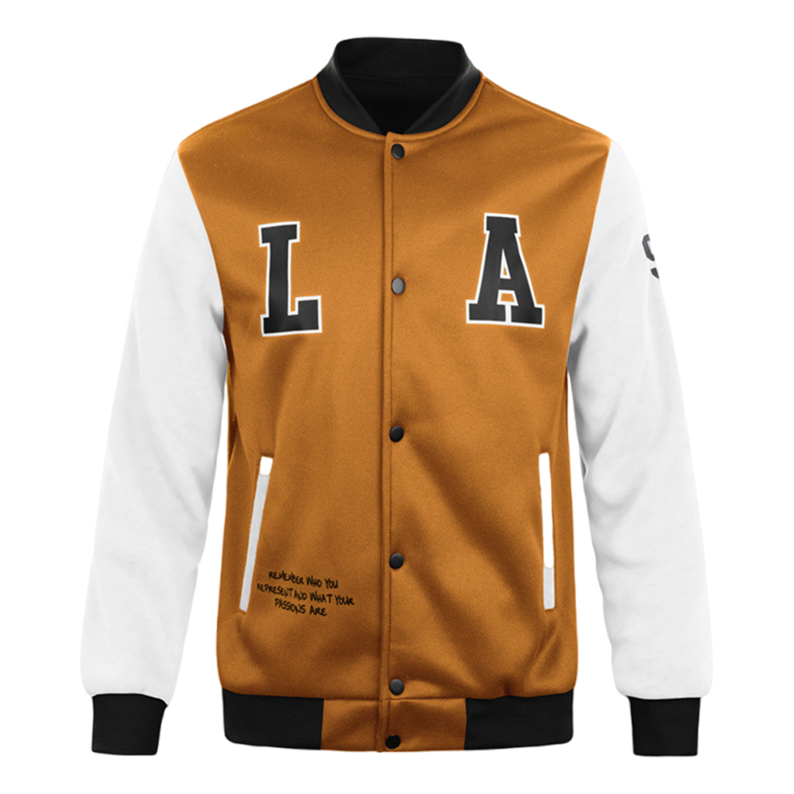 Bcresic Men Baseball Jackets Trendy Print Coat Warm Fleece Lined Jacket ...