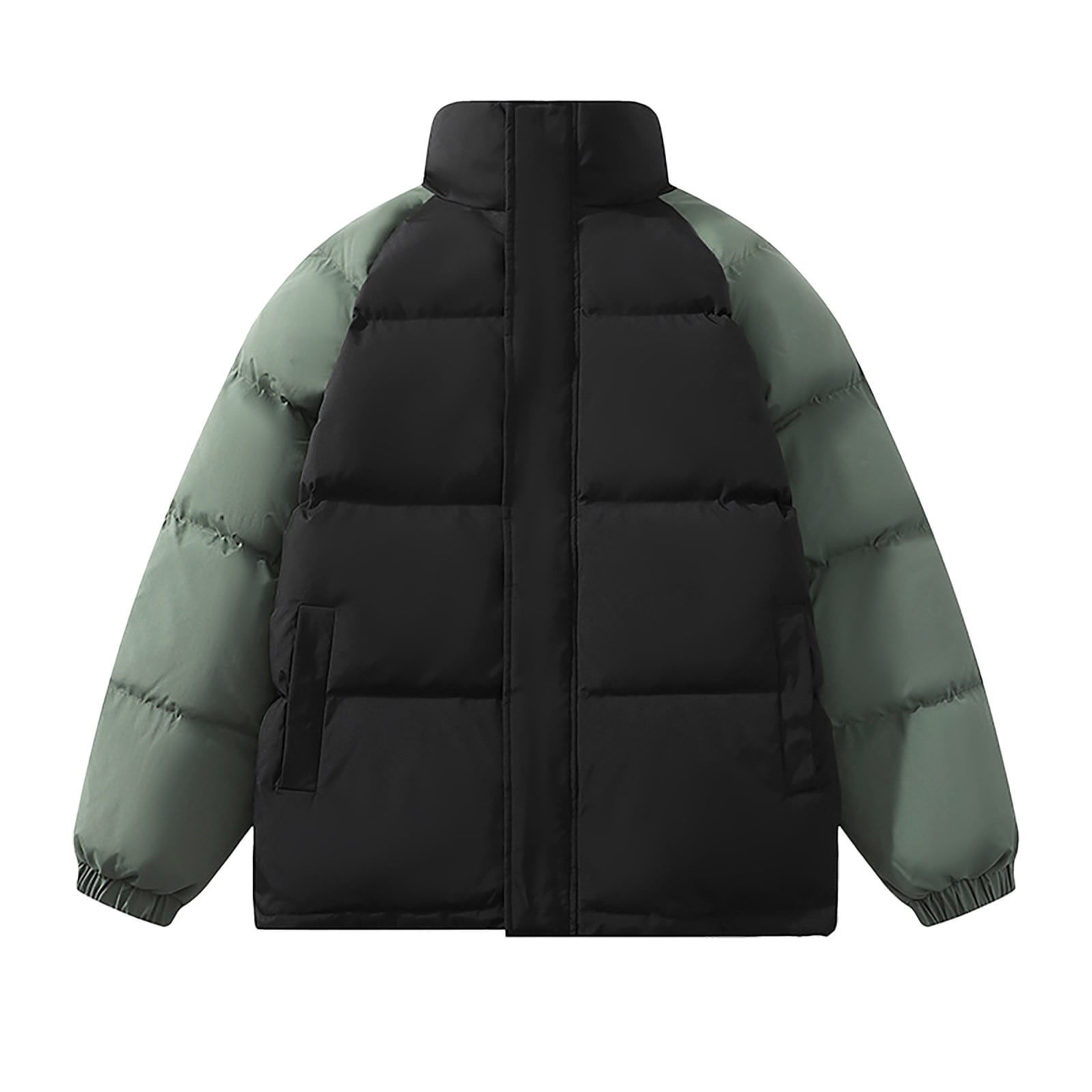 Bcresic Men Stand Collar Cotton Coat Trendy Colorblock Long Sleeve ...