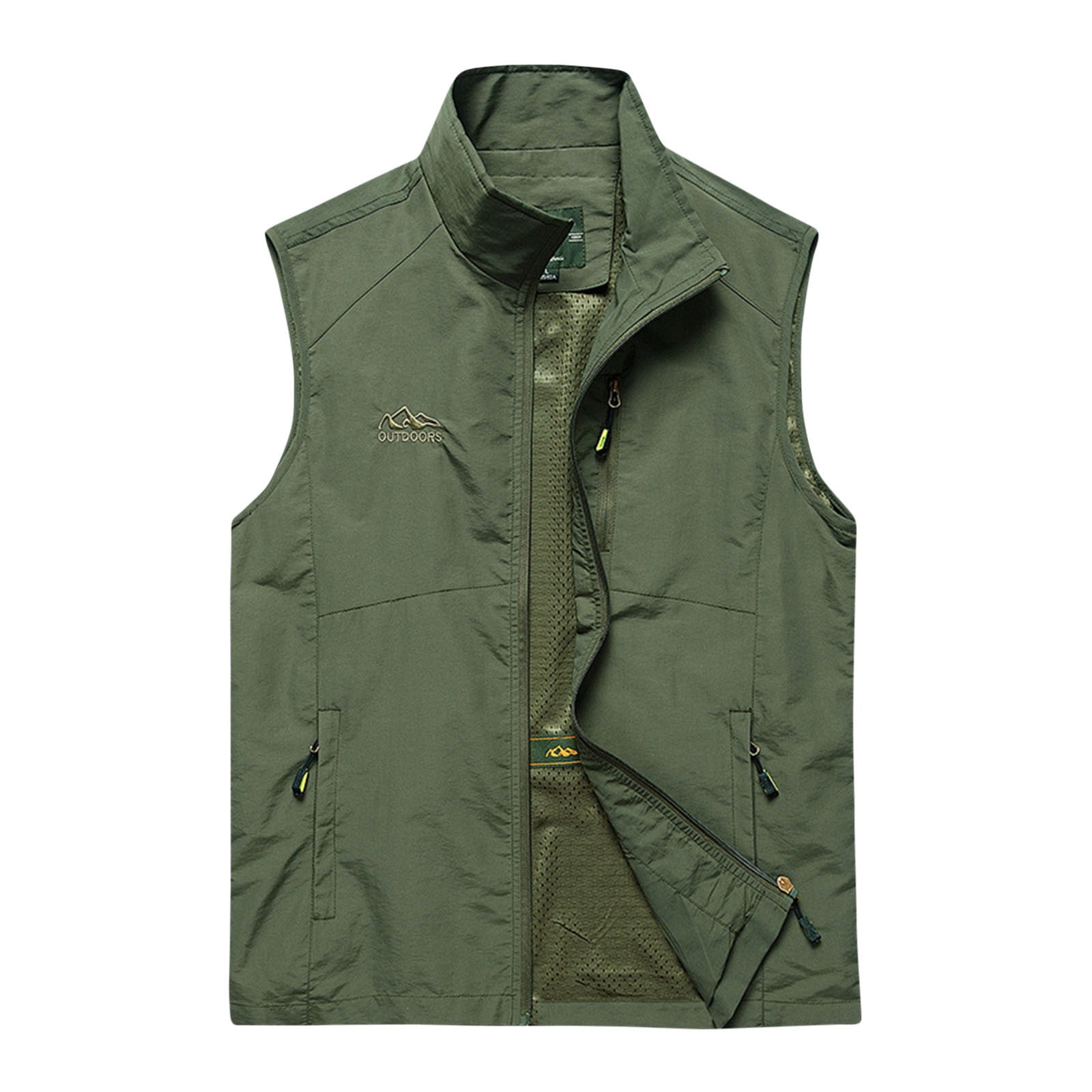 Bcresic Men Stand Neck Vest Casual Slim Outerwear Trendy Full-zip Cap ...