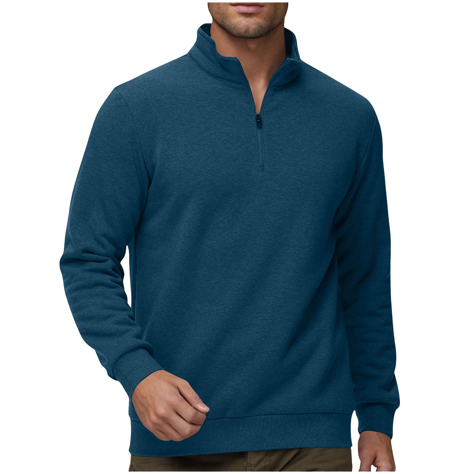 Bcresic Men's Long Sleeve Pullover Polar Fleece Sweatshirt Quarter Zip ...