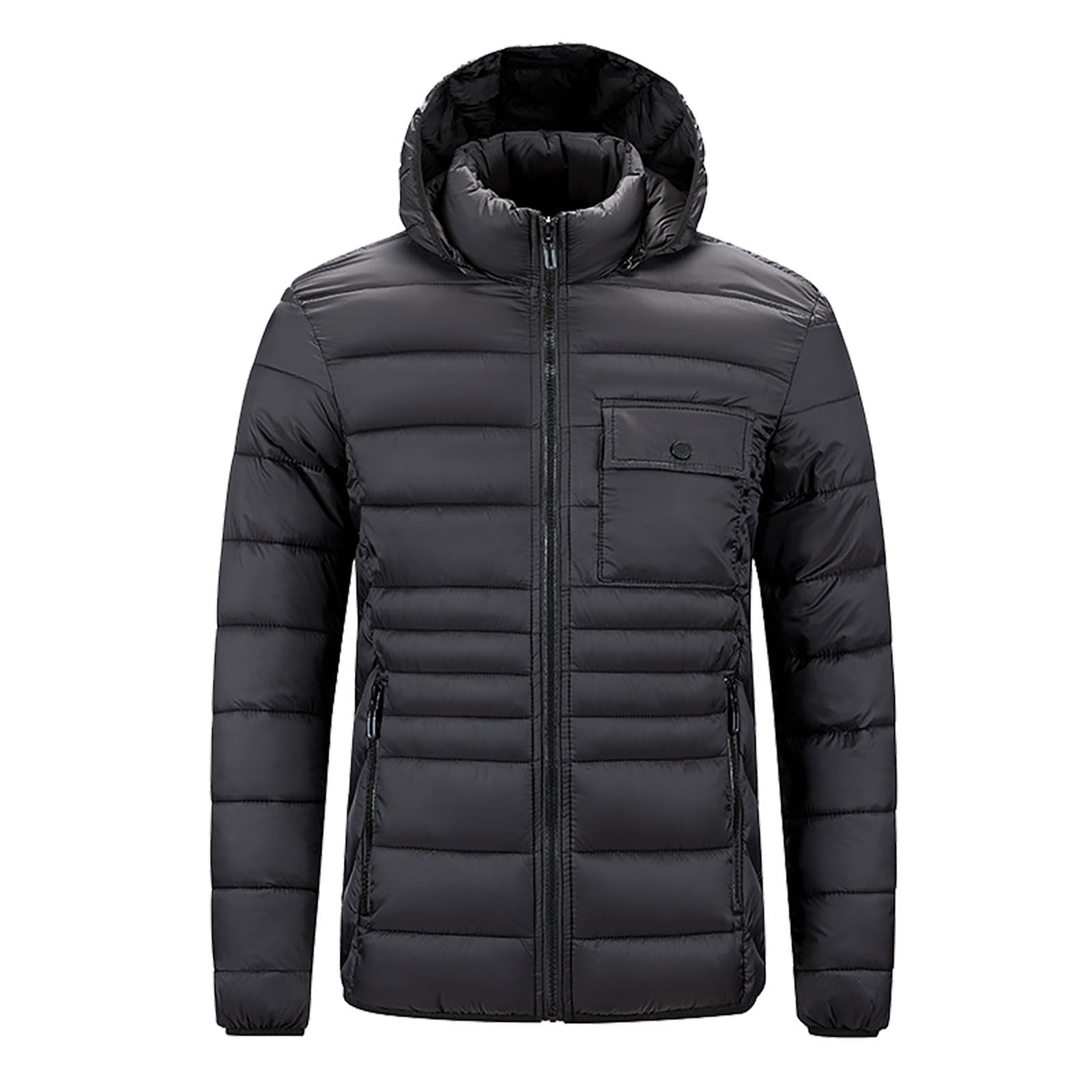 Bcresic Men's Thermal Hooded Jacket Winter Coats Lightweight Coats ...