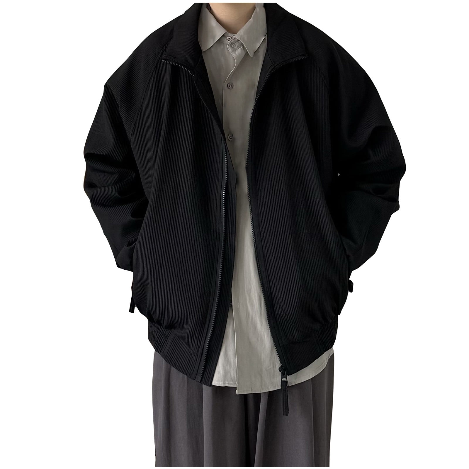 Bcresic Mens Corduroy Jacket Solid Full Zipper Jackets Trendy Loose ...