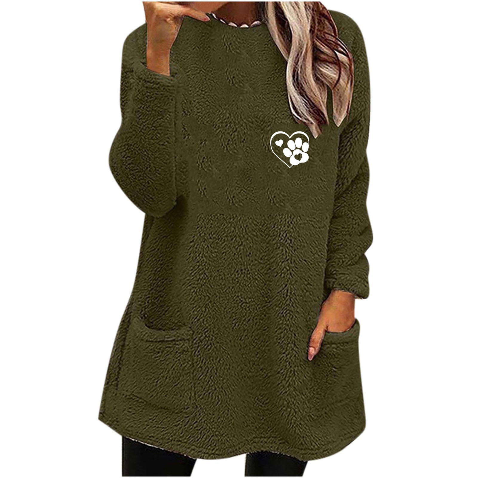 Bcresic Women Fleece Sweatshirts, Womens Sherpa Sweatshirt Casual ...