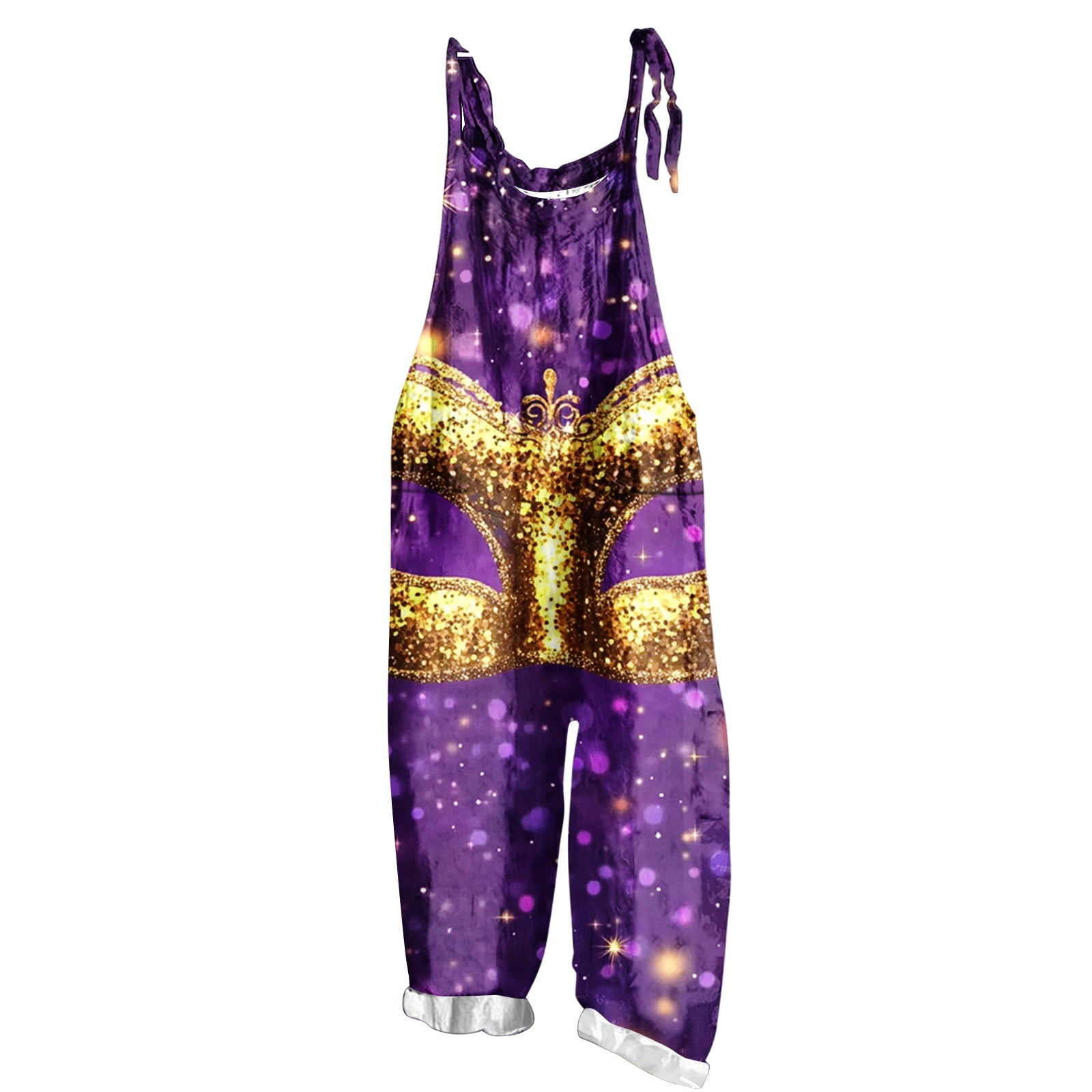 Bcresic Women Mardi Gras Overalls Carnival Mask Print Romper Sleeveless ...