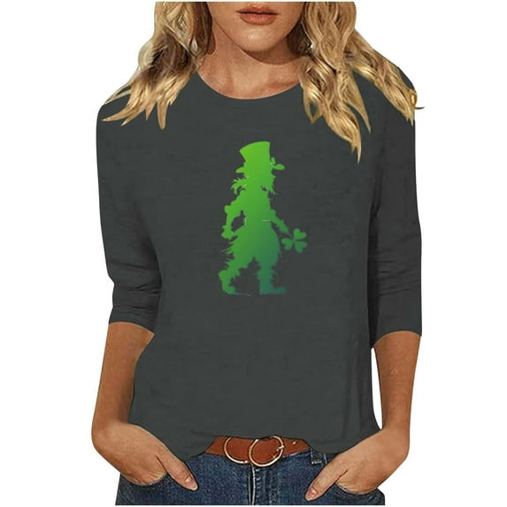 Bcresic Women St. Patrick's Day Tops Lucky Clover Print Shirts Casual ...