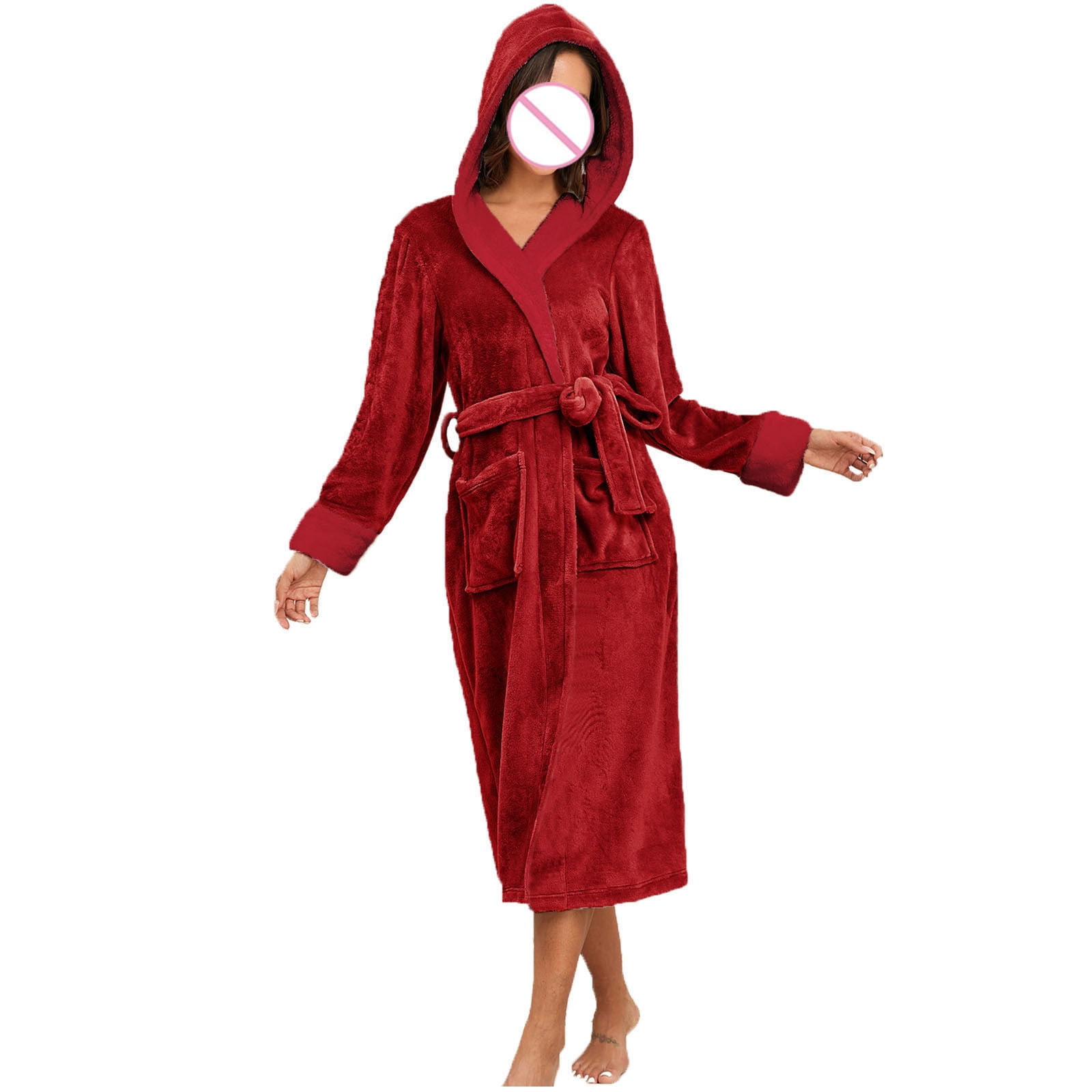 Bcresic Womens Fleece Hooded Robe Plush Fuzzy Bathrobe For Women