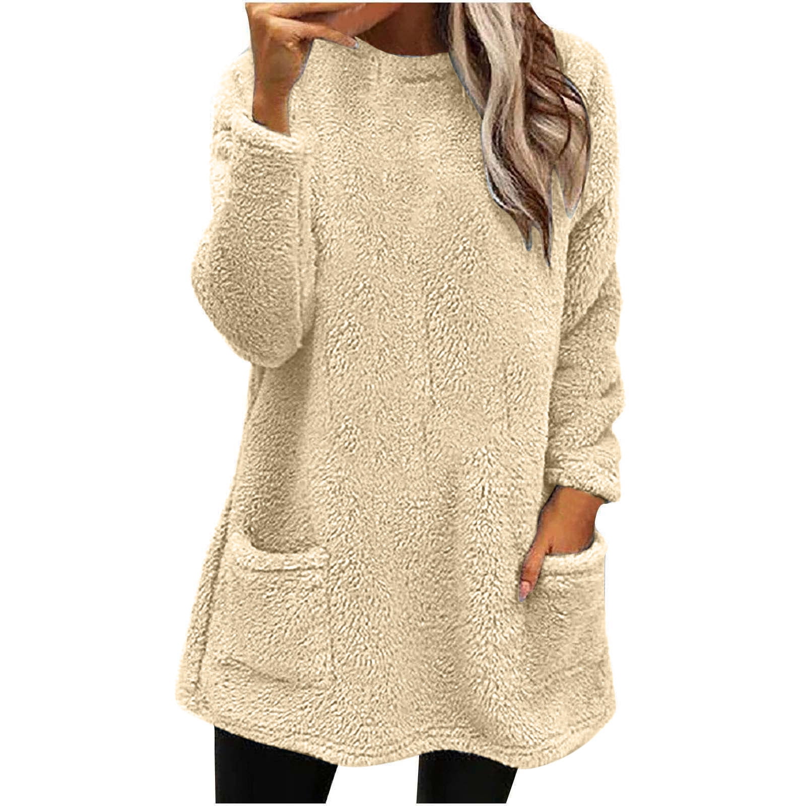 Bcresic Women's Sherpa Fuzzy Sweatshirts Long Sleeve Fleece Pullover ...
