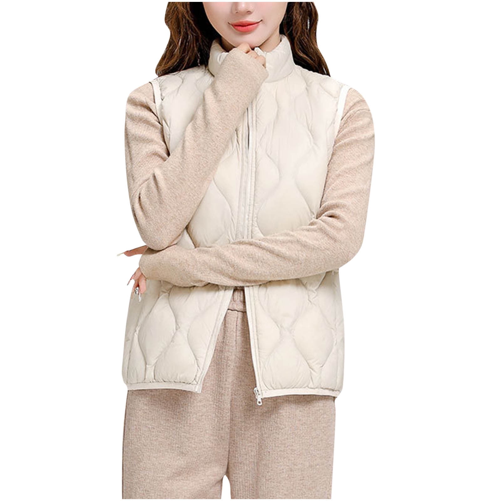 Bcresic Women's Vest, Quilted Puffer Vests Zip Up Cropped Jacket ...