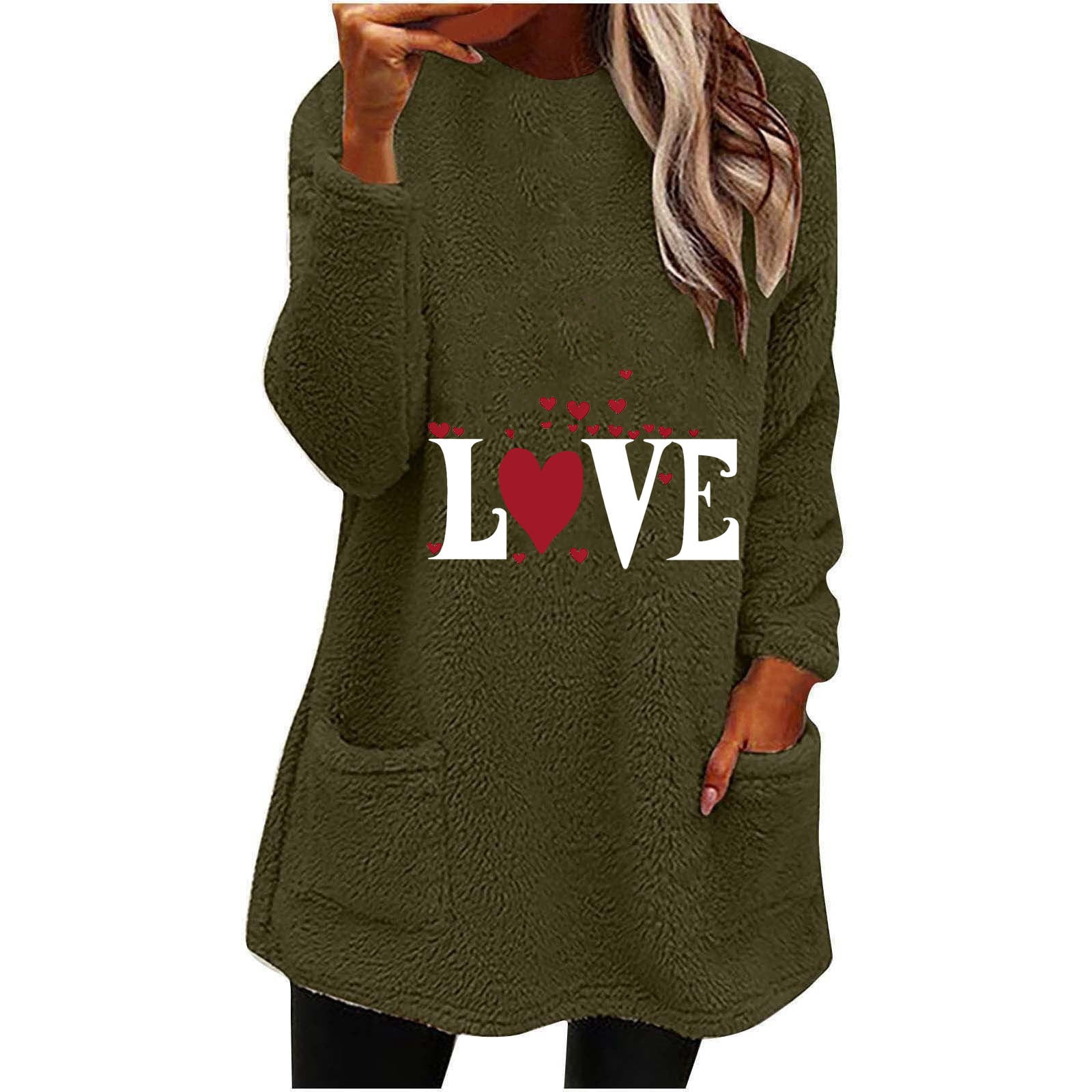 Bcresic Womens Love Loungewear Tops Sherpa Lined Pullover Cute Graphic ...