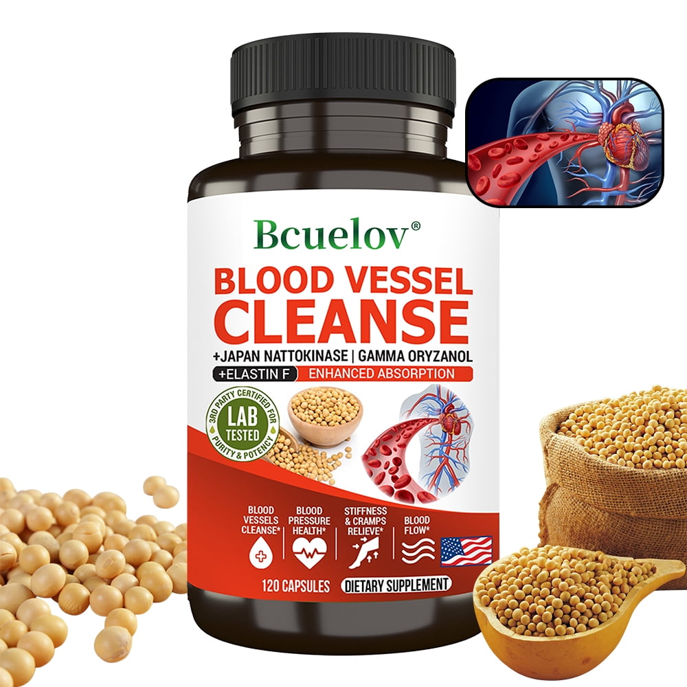 Bcuelov Blood Vessel Cleanse Capsules, 120 Count - with 2000 FU ...
