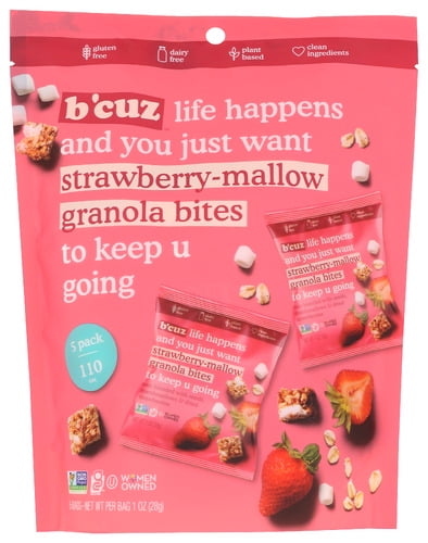 Bcuz Snacks Granola Bites Strawberry Marshmallow 5 oz (Pack Of 6 ...