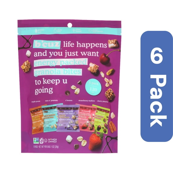 Bcuz Snacks Granola Bites Variety Pack 5 oz (Pack Of 6) - Walmart.com