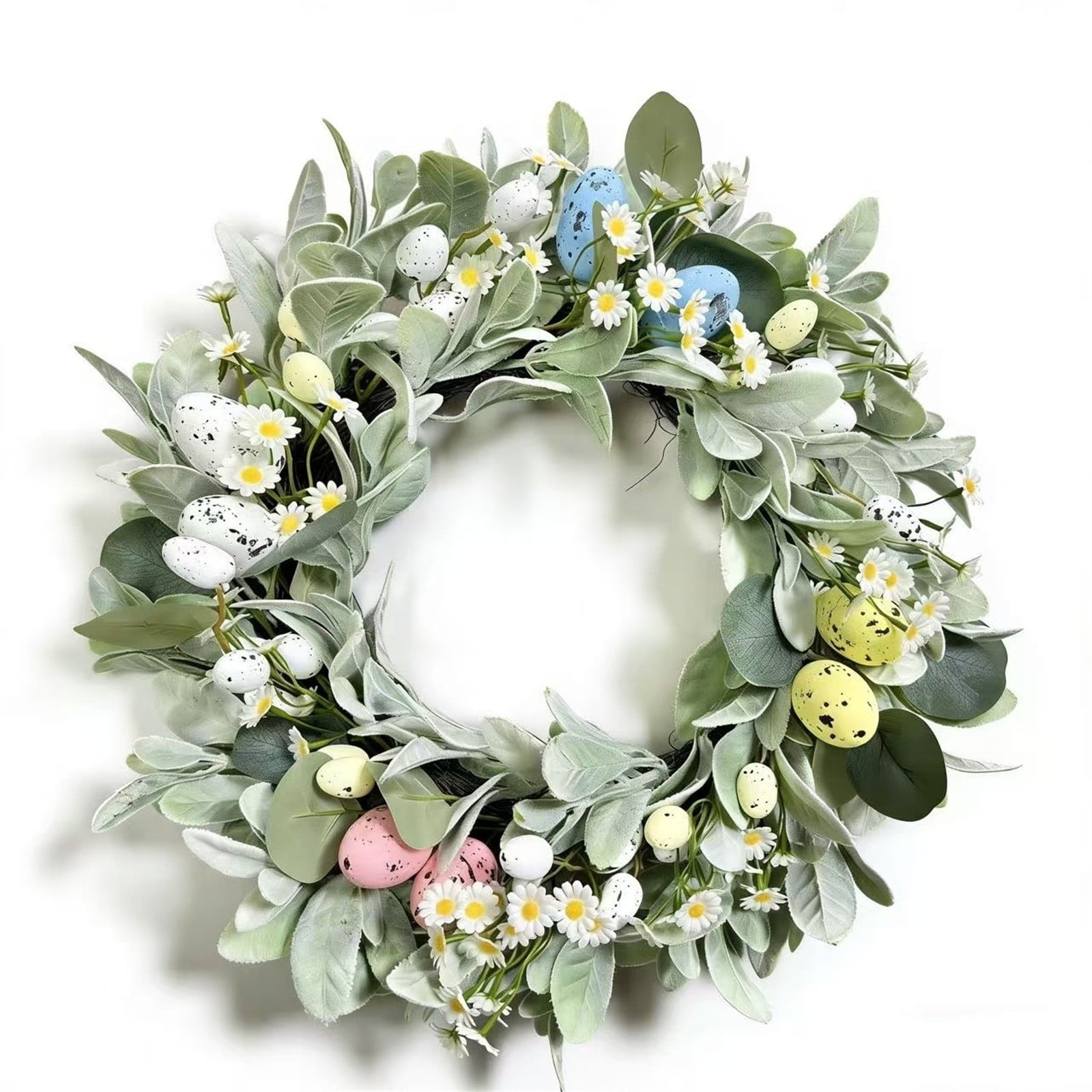 Bcylexb 14" Artificial Plants and Flowers Wreath for Easter and Spring ...