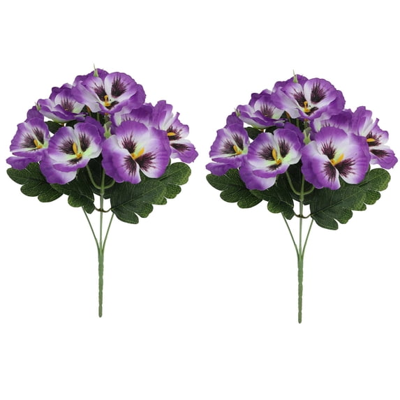 Bcylexb 2-Pack 12.6" Artificial Pansy Flowers Arrangement for Outdoor ...