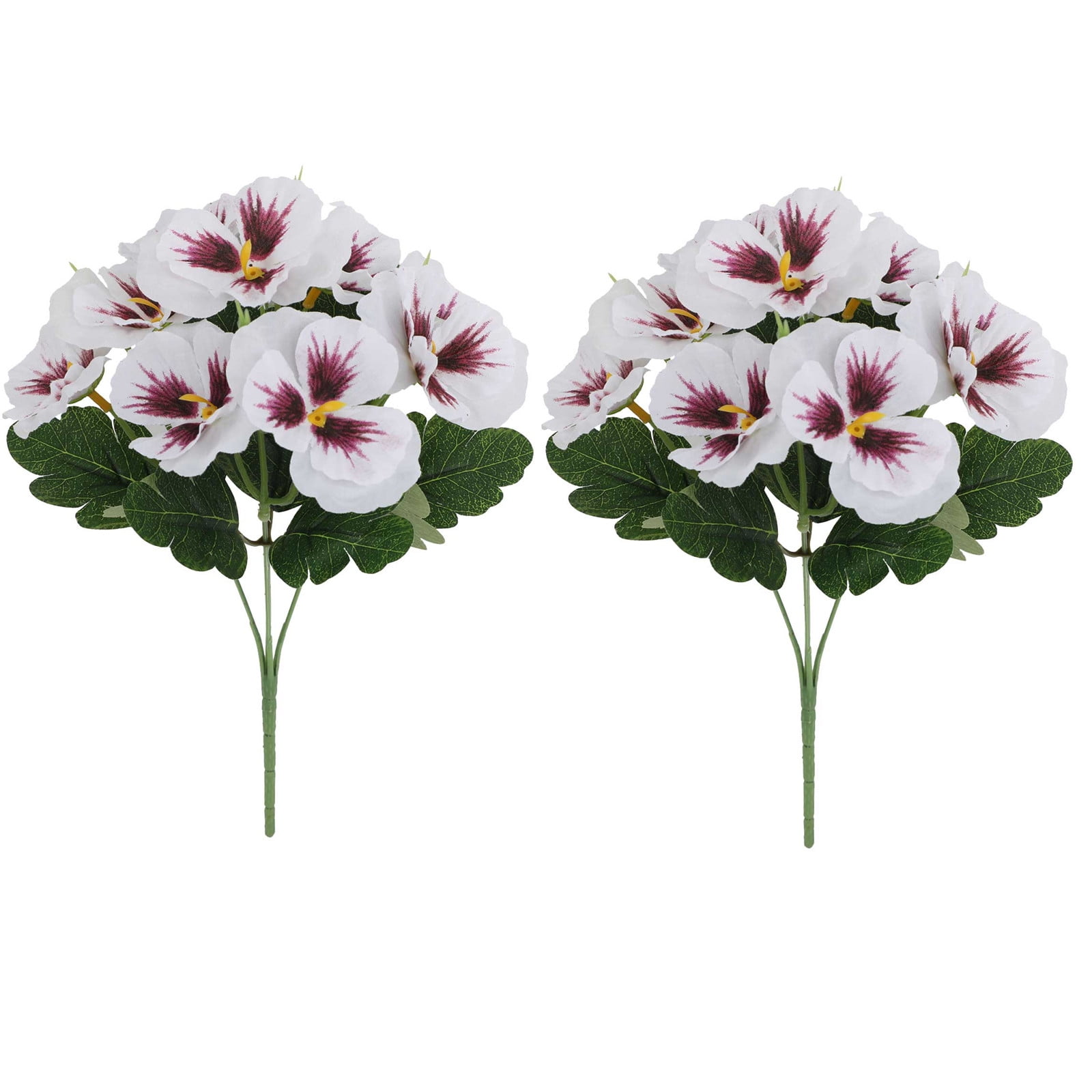 Bcylexb 2-Pack 12.6" Artificial Pansy Flowers Arrangement for Outdoor ...