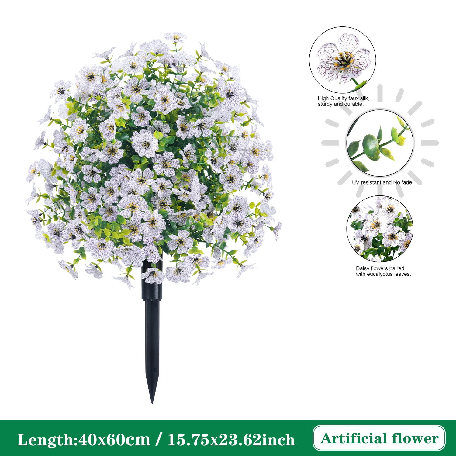 Bcylexb 23.6" 2-Pack Artificial Violet Flowers with Ground Spikes and ...