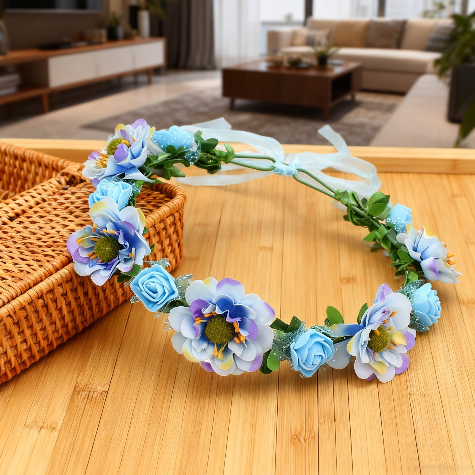 Bcylexb 8.7" Easter Headband Featuring Flower Wreath with Artificial ...