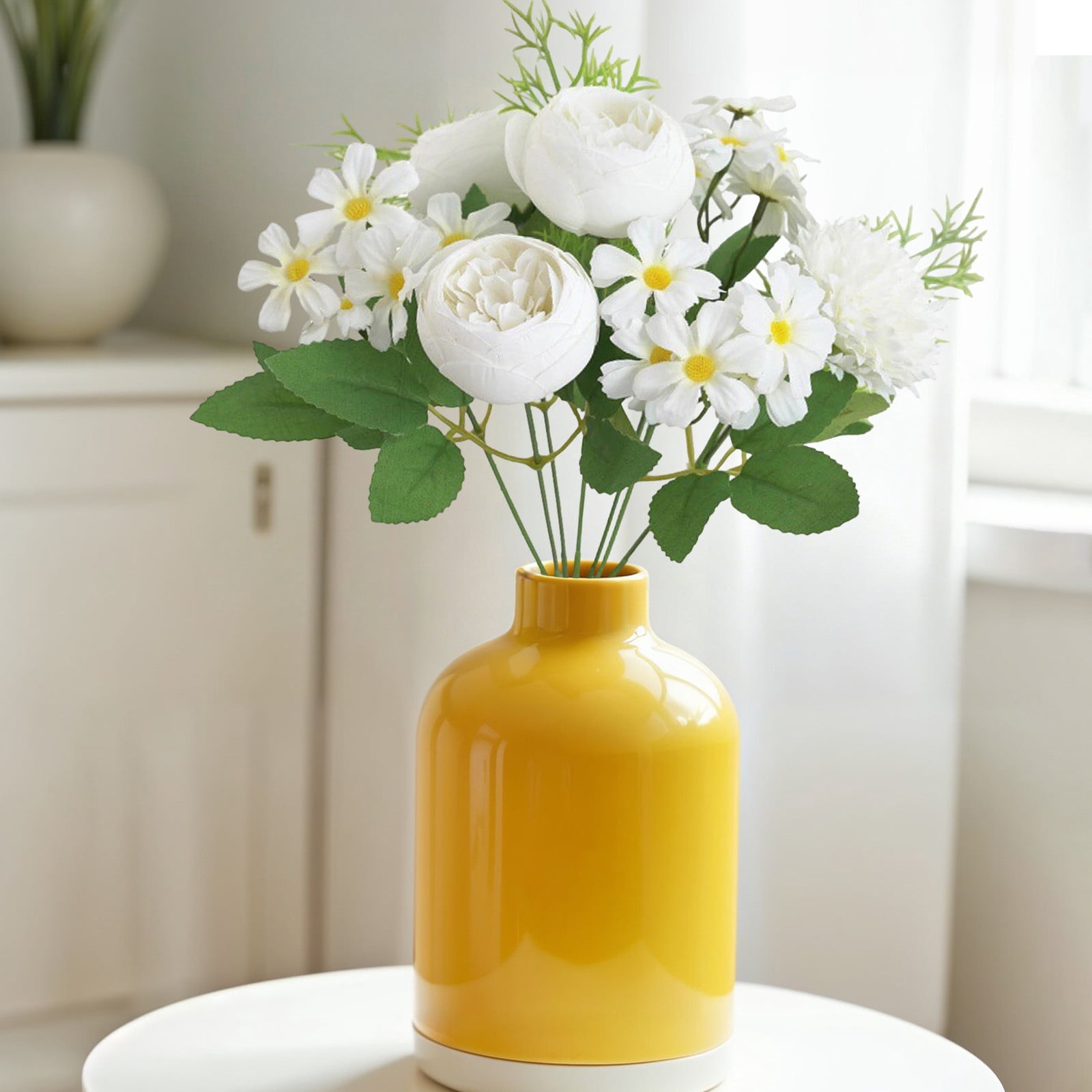 Bcylexb Artificial Fake Mixed Flower Bouquet, 11.8" Realistic ...