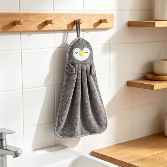 Bcylexb Cute Penguin Washcloths with Haning Loop, 10"x 15" Soft Quick ...