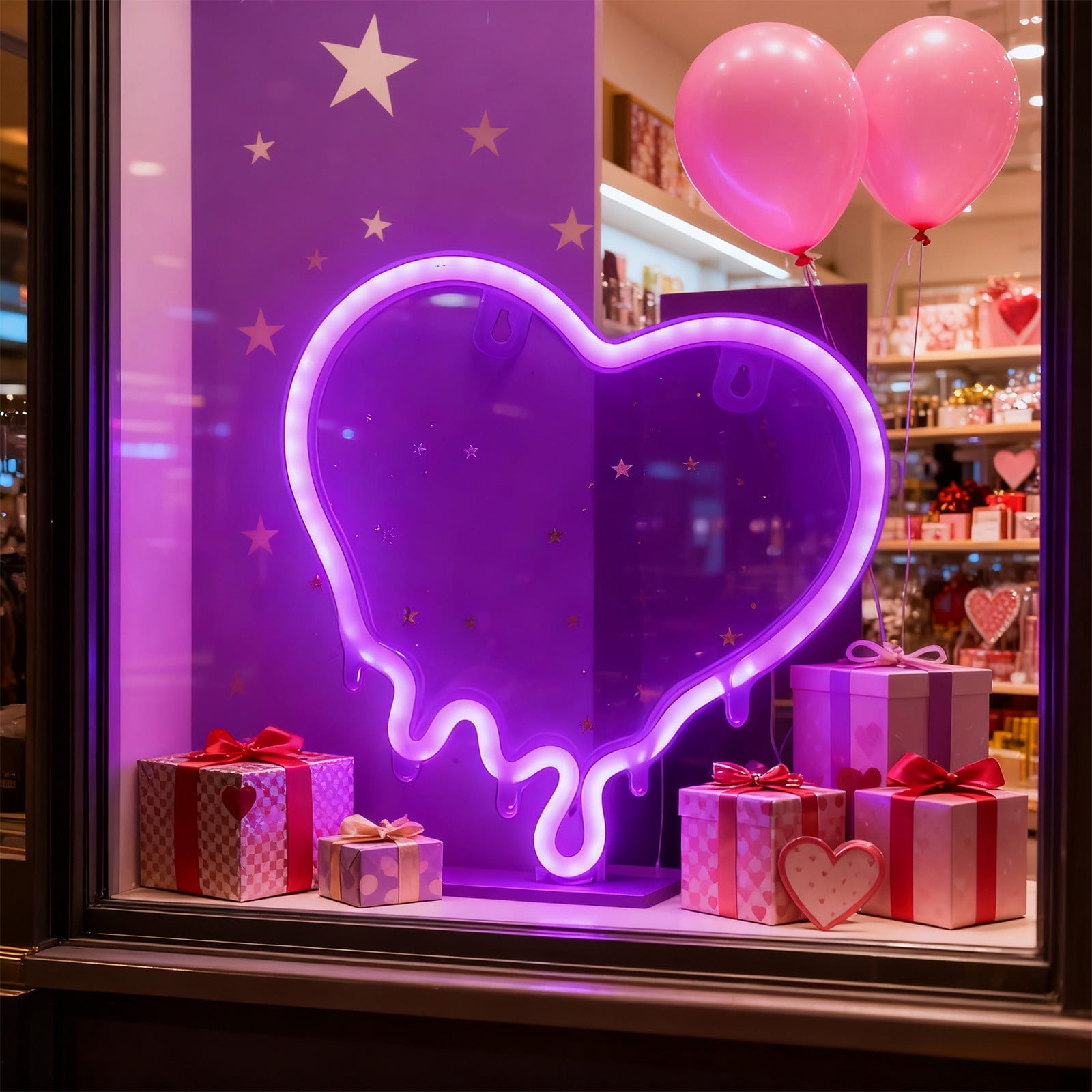 Bcylexb Heart Shaped Neon Lights for Valentine’s Day Decor, USB and ...