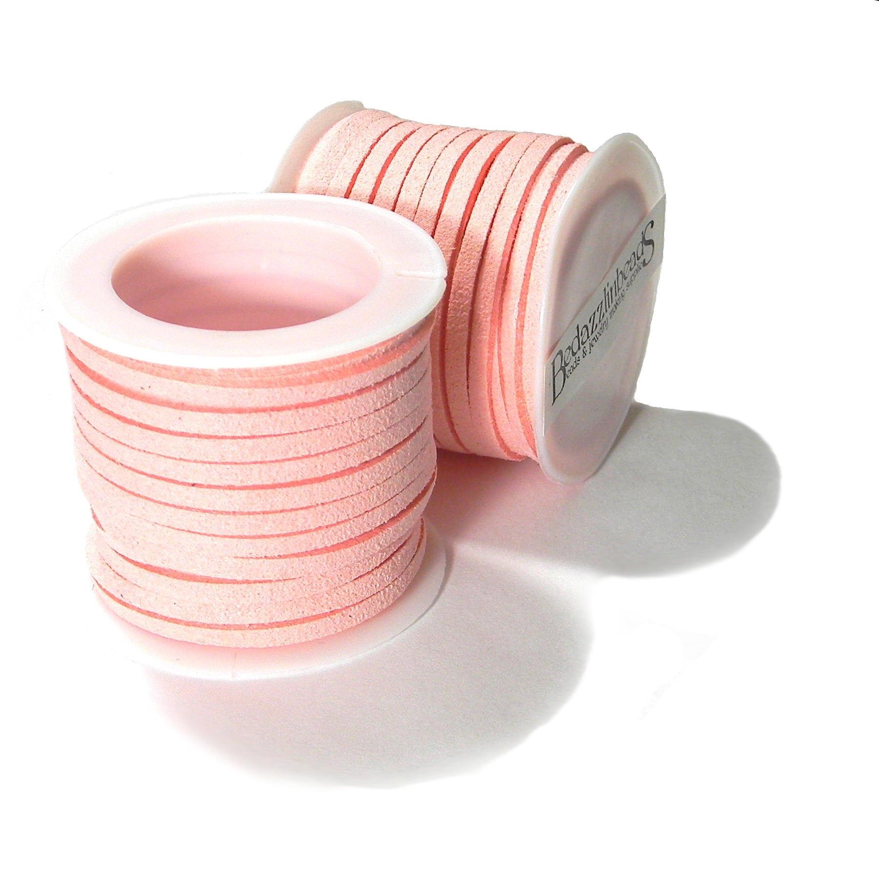 BdBeads Pink Faux Suede Leather Flat Cording, 3mm Wide, 15 Foot Spool ...