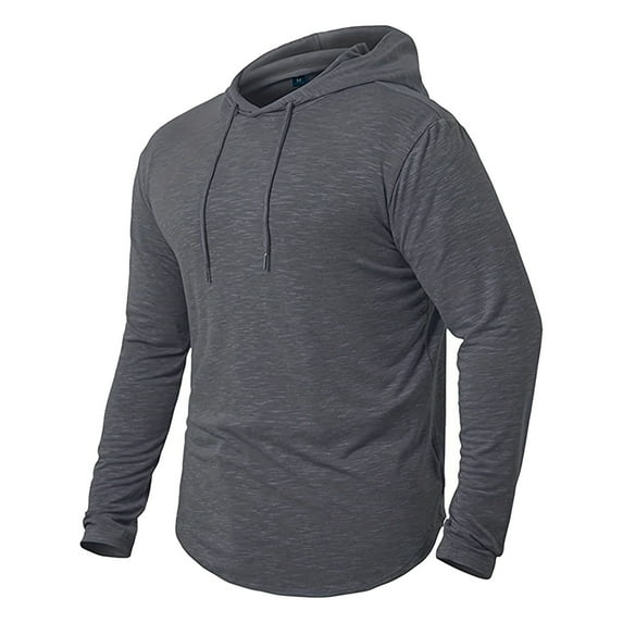 BdTemWBs Cotton Long Sleeve T-Shirt Men Casual Drawstring Hooded Plain ...