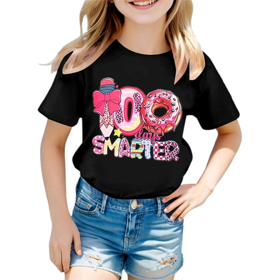 BdTemWBs Girls 100 Days Smarter T-Shirt - Soft Cotton Short Sleeve ...