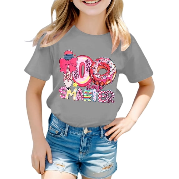 BdTemWBs Girls 100 Days Smarter T-Shirt - Soft Cotton Short Sleeve ...