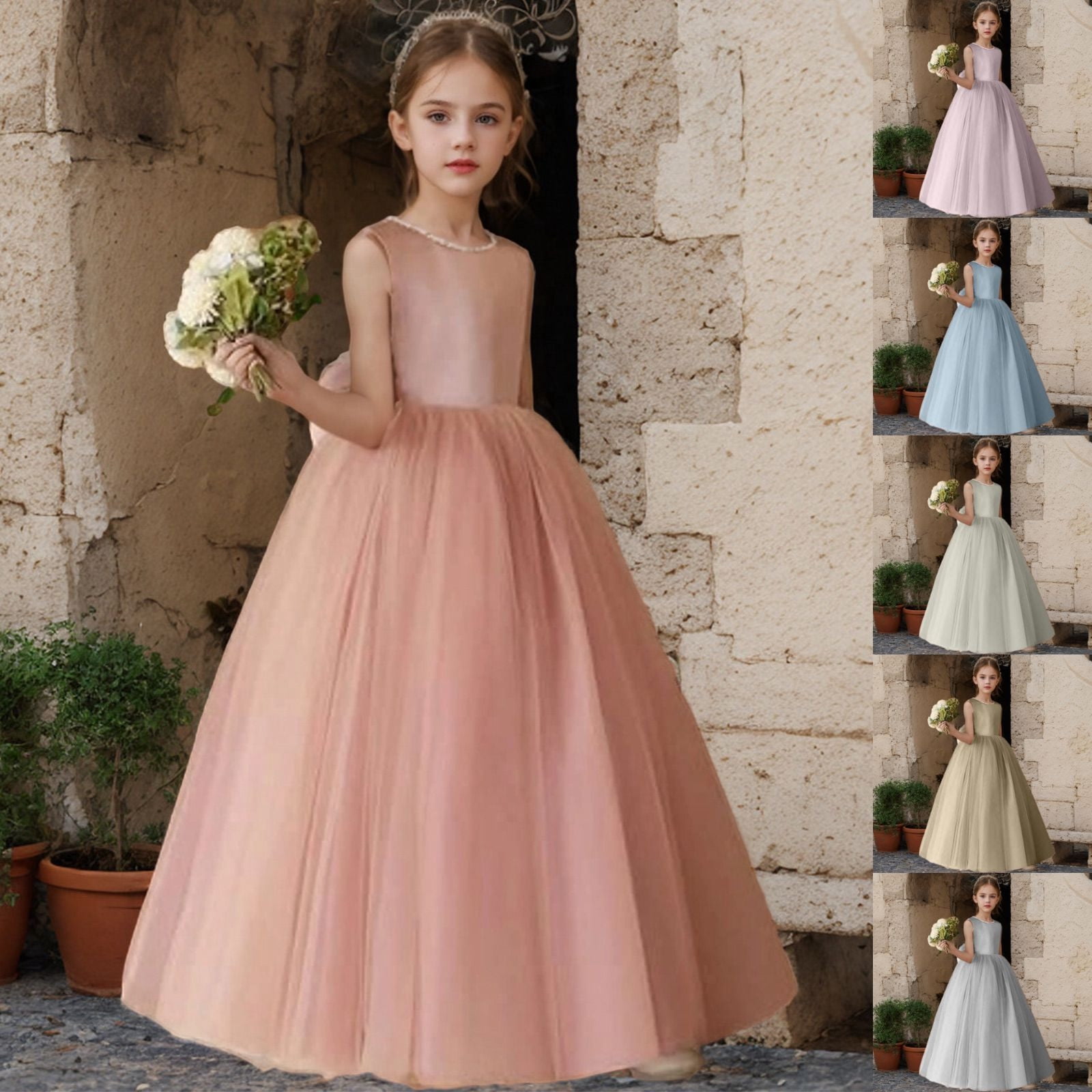 BdTemWBs O-Neck Flower Girl Dress - Satin Tulle First Communion Dresses ...