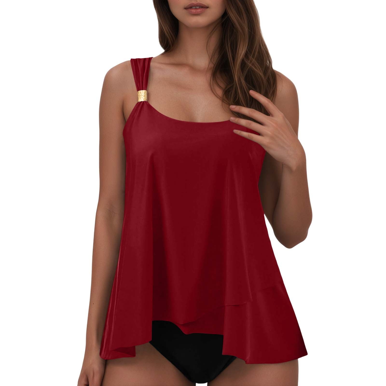 BdTemWBs Tankini Set For Women Ruffle Swim Dress Swimwear Strappy Top ...