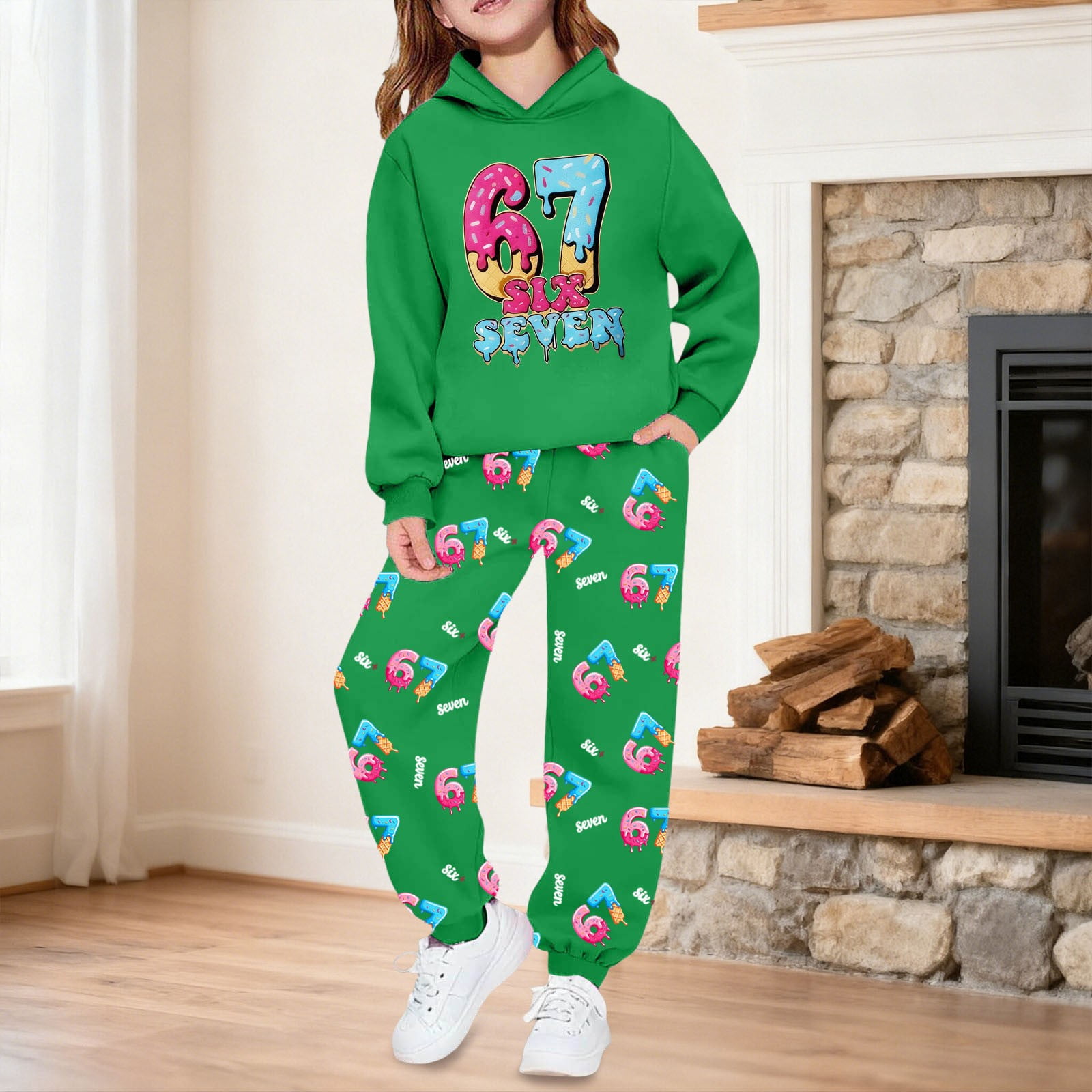 BdTemWBs Toddler Kids Hoodie Set - Six Seven Ice Cream Print Sweatsuit ...