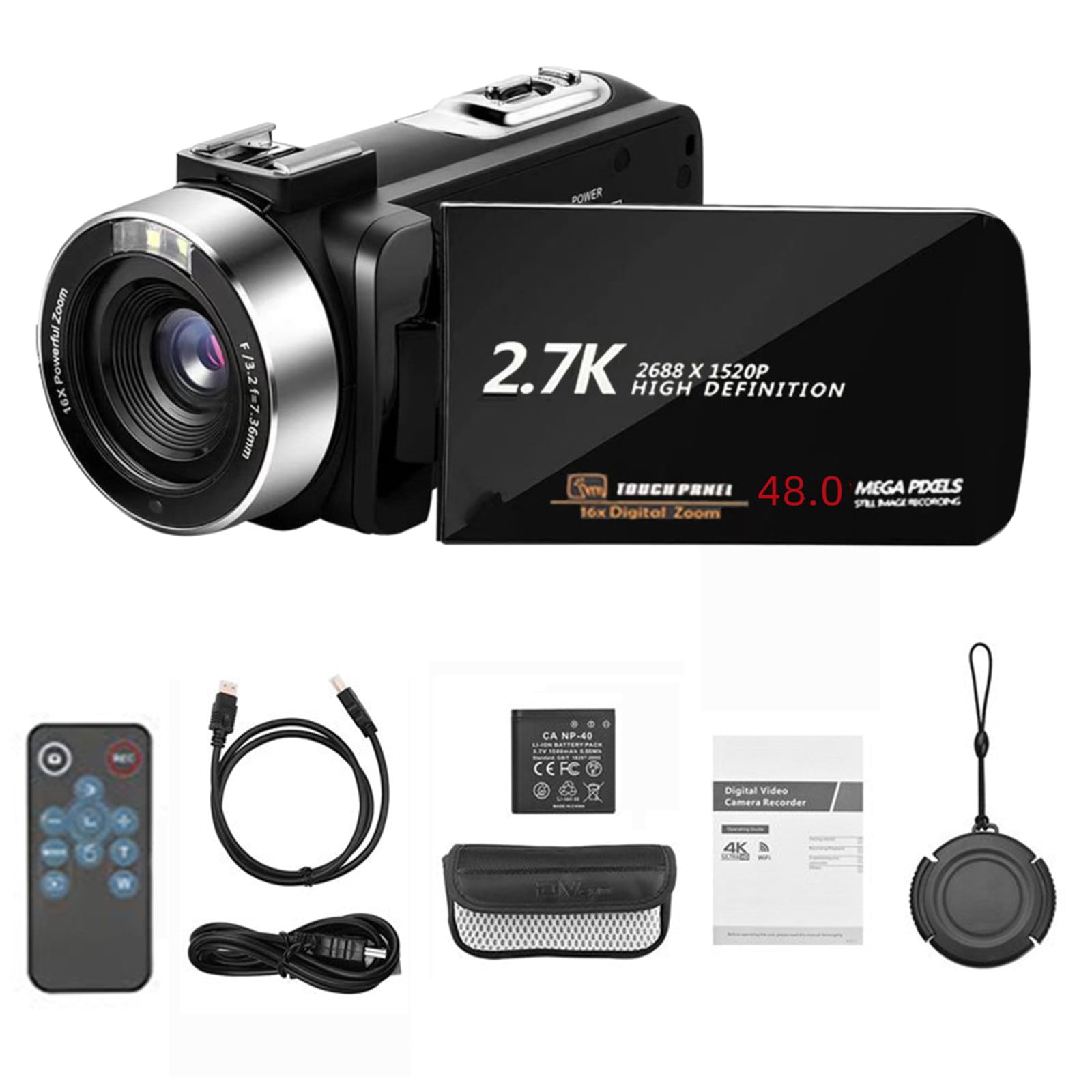 Bdday 2.7K Ultra HD Digital Video Camera 3.0-inch 270 Degrees Rotating ...