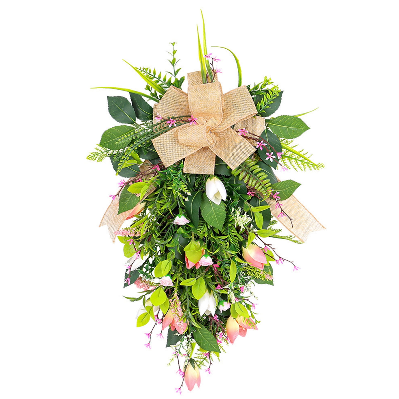 Bdday 20 Inch Spring Teardrop Swag, Artificial Tulips Door Swag with ...
