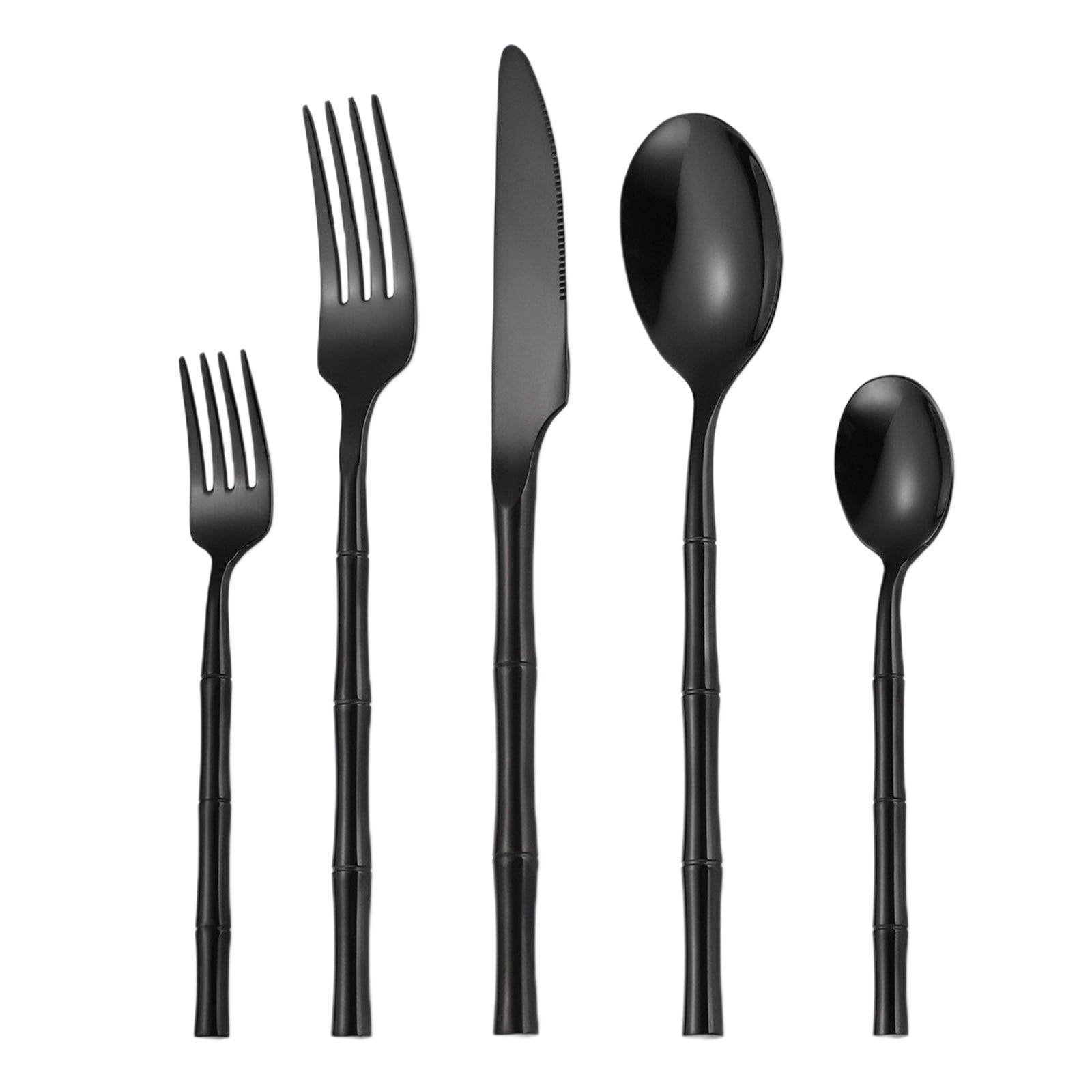 Bdday Cutlery Set Solid Round Handle Knife fork and Spoon 5 Pcs Hotel ...