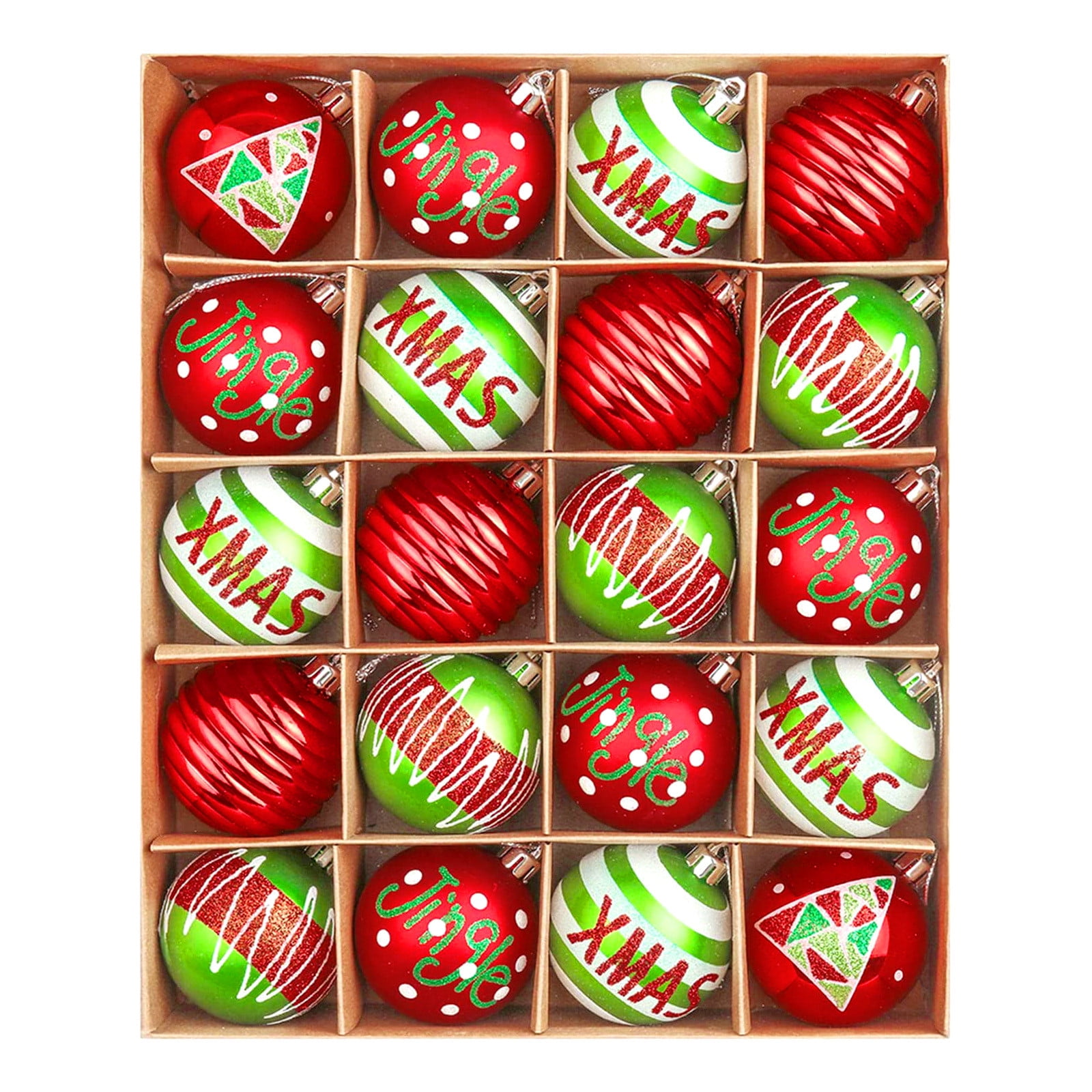 Bdday Large Christmas Balls 20pcs 2.4 In Sparkling Red and Green ...