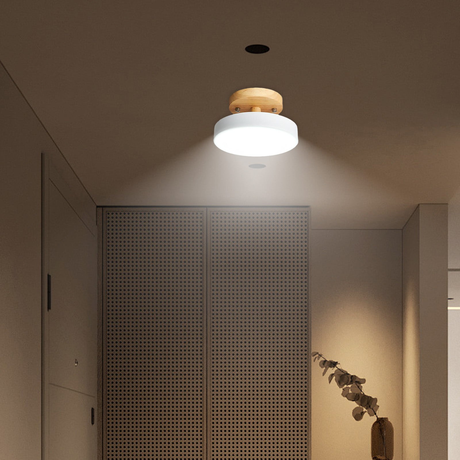 Bdday Modern Wood Led Close To Ceiling Light Minimalist Wood Mount ...