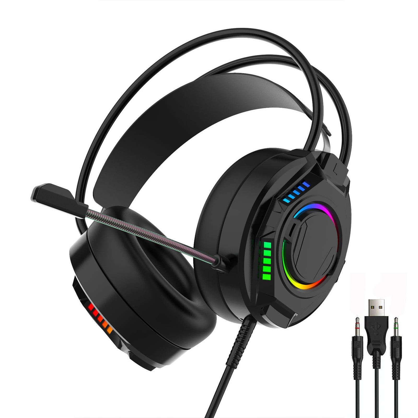 Bdday PC Gaming Headset USB Headset With 7.1 Surround Sound Detachable ...