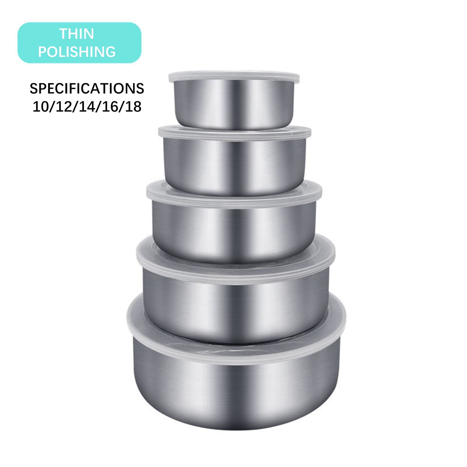 Bdday Stainless Steel Food Storage Containers with . Lids - Set Of 5 ...