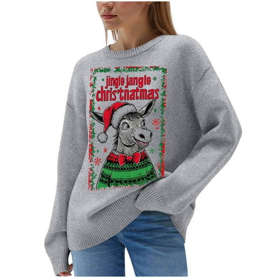 Bdfzl Christmas Sweaters For Women Funny Graphic Festival Themed ...
