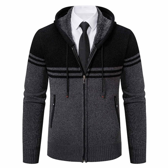 Bdfzl Drawstring Hoodie Cardigan For Men，Patchwork Zip Up Long Sleeve ...