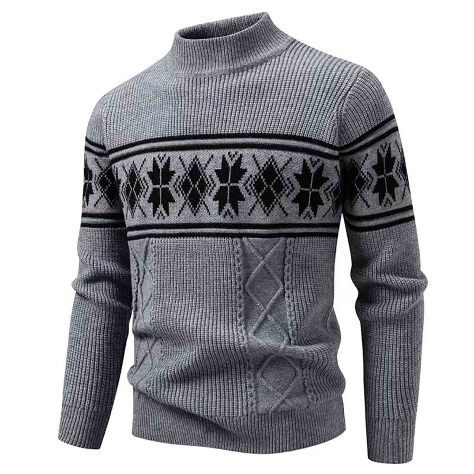 Bdfzl Mens Fair Isle Sweaters Crew Neck Long Sleeve Knit Pullover Tops ...