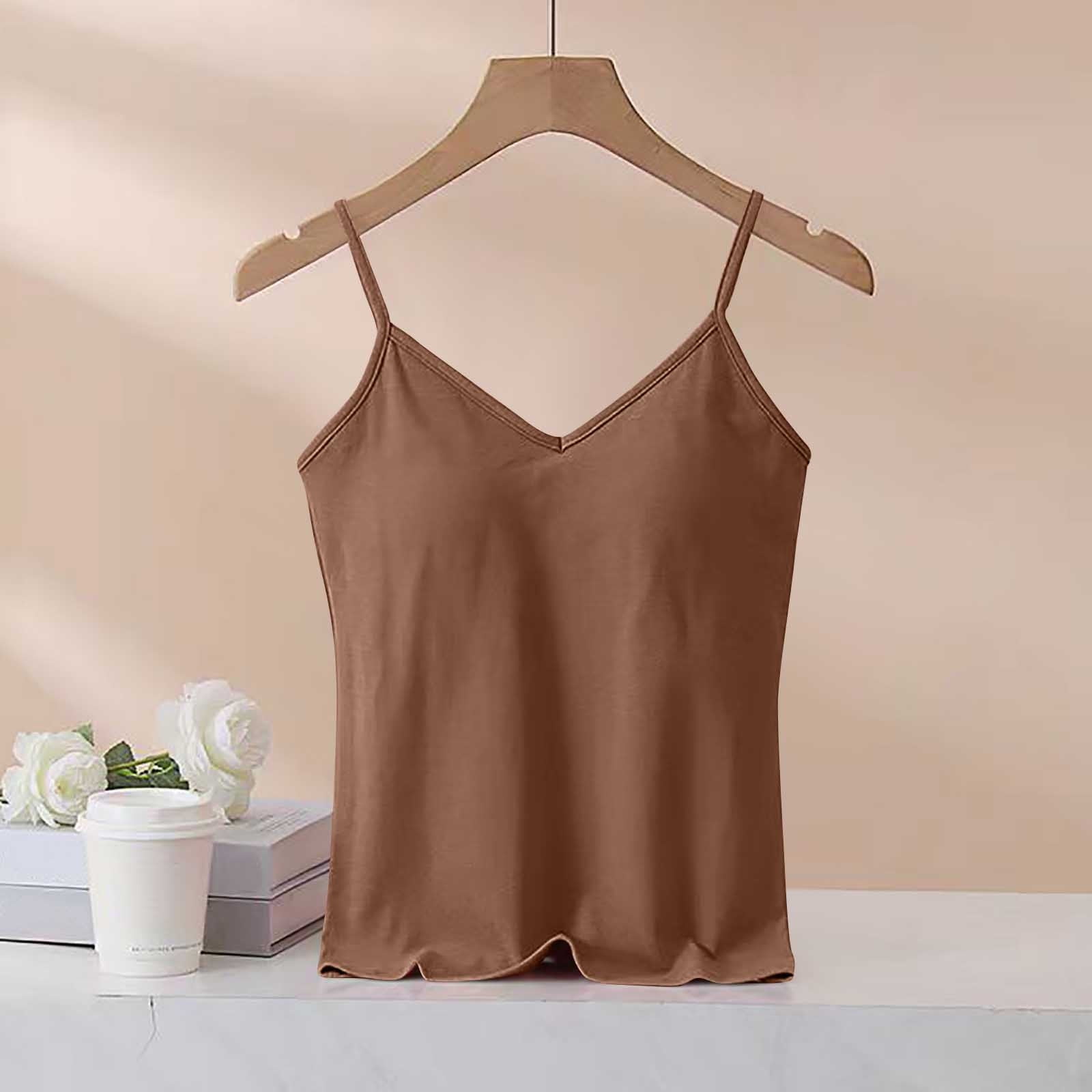 Bdfzl Women'S Tops Solid Color Suspenders Chest Pads Shaping Top Brown ...