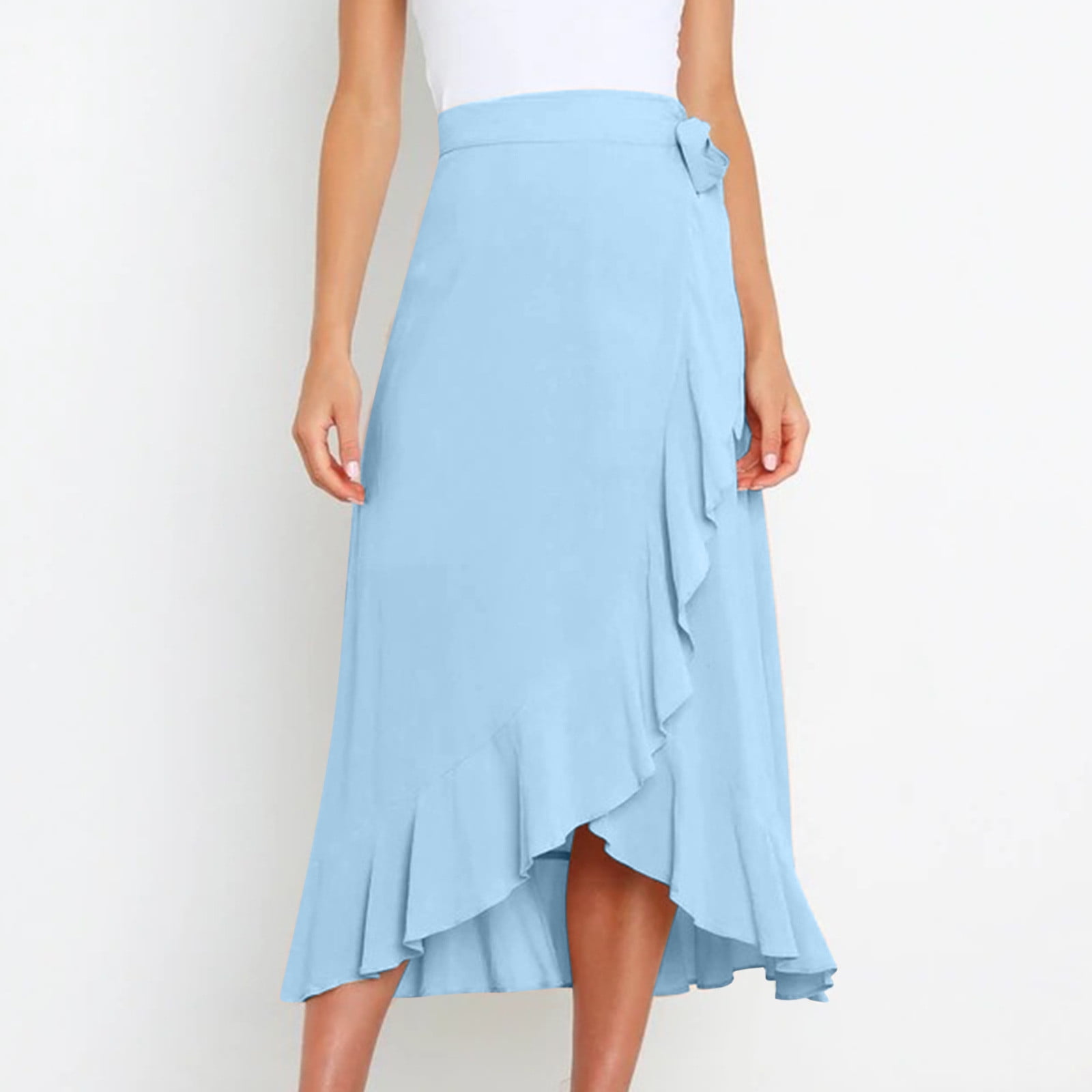 Bdfzl Women's Casual Slit Wrap Asymmetrical Elastic High Waist Maxi ...