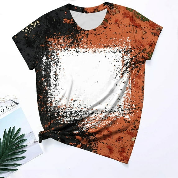 Bdfzl Womens Bleached Sublimation Blanks Shirts Leopard Graphic Tees ...