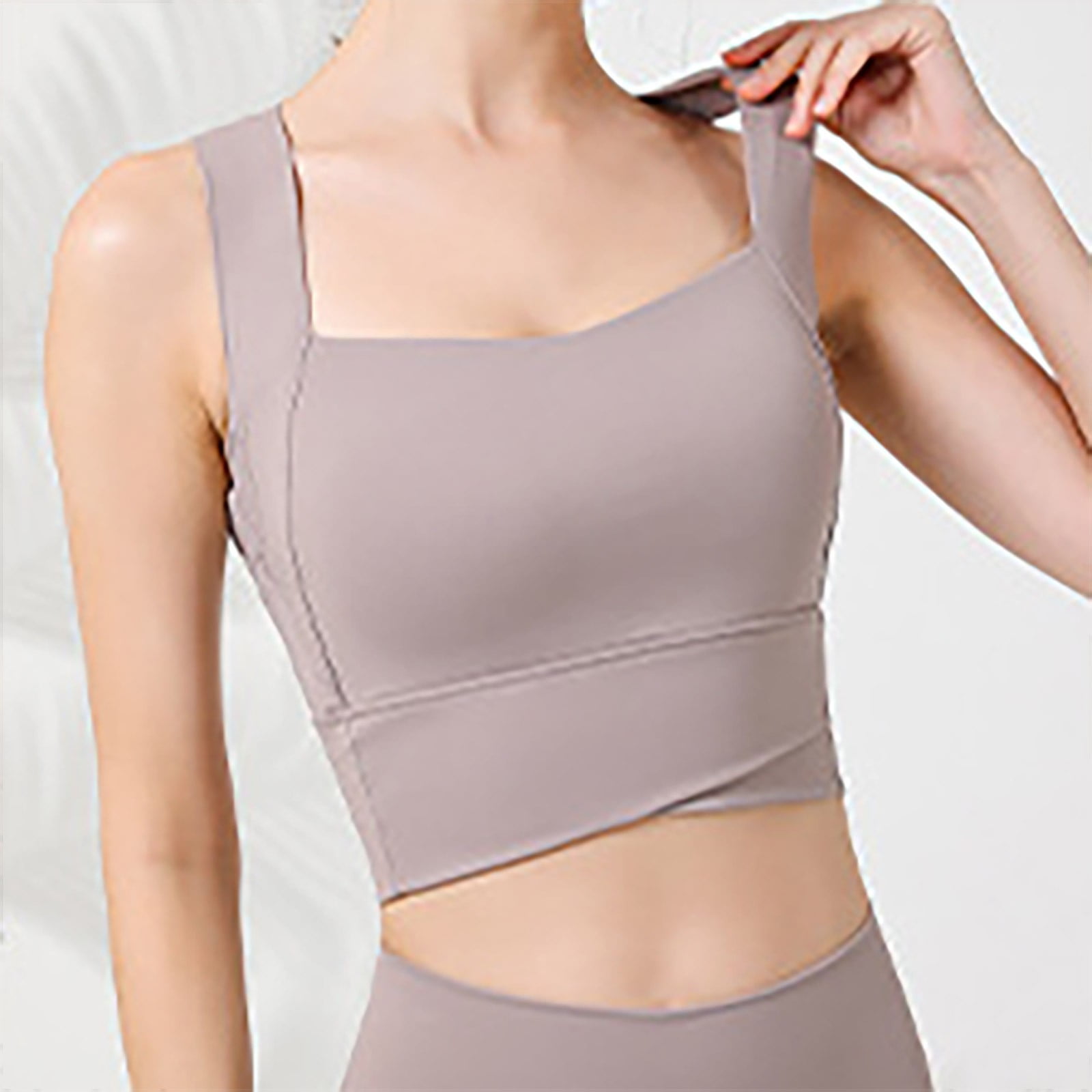 Bdfzl Womens Square Neck Longline Sports Bra Workout Crop Tank Tops