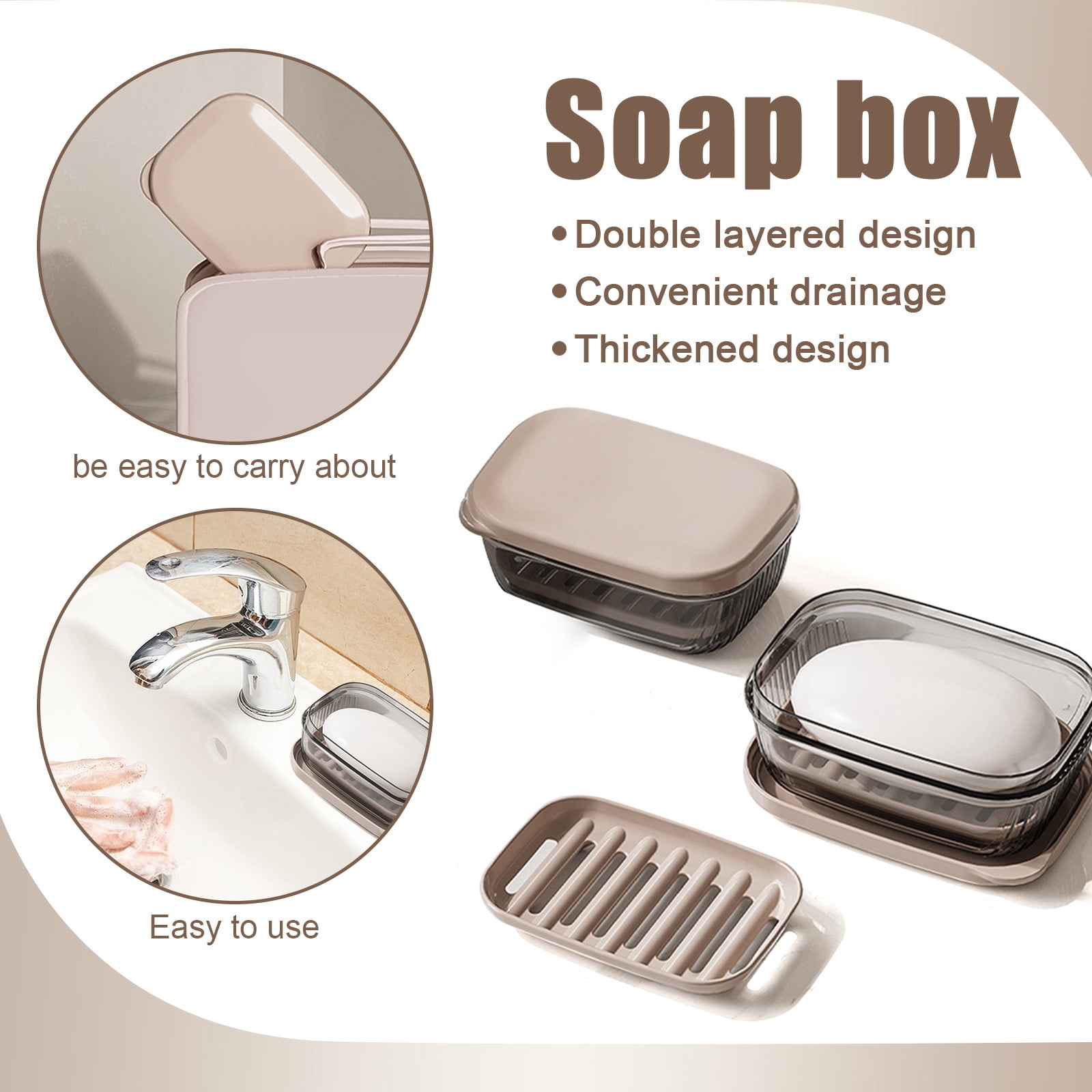 Bdo Soap Dish With Lid, Double - Layer Drainage Soap Holder, Bathroom ...