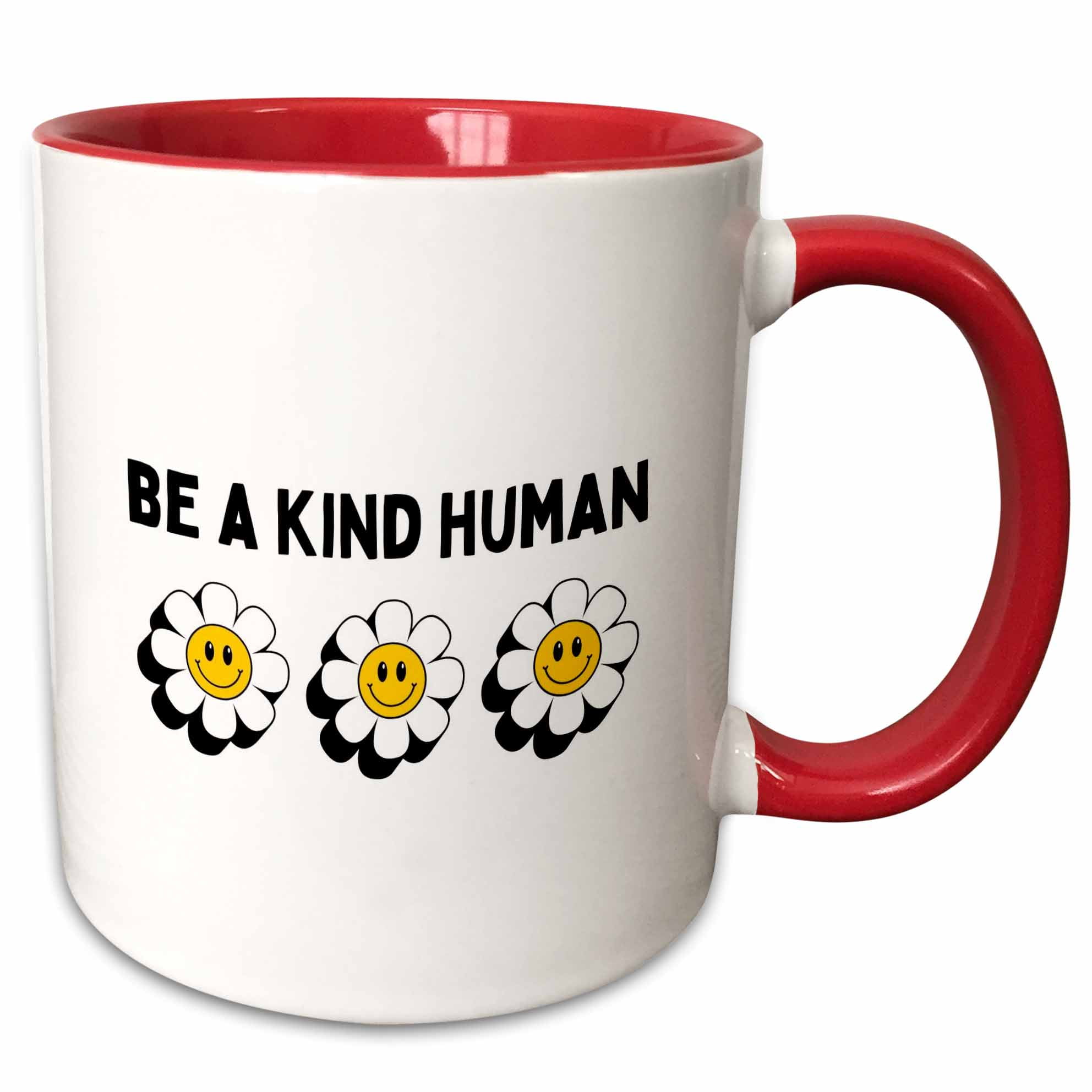 3drose, Be a Kind Human Cute Daisies Aesthetic Encouraging Quote, 15oz ...