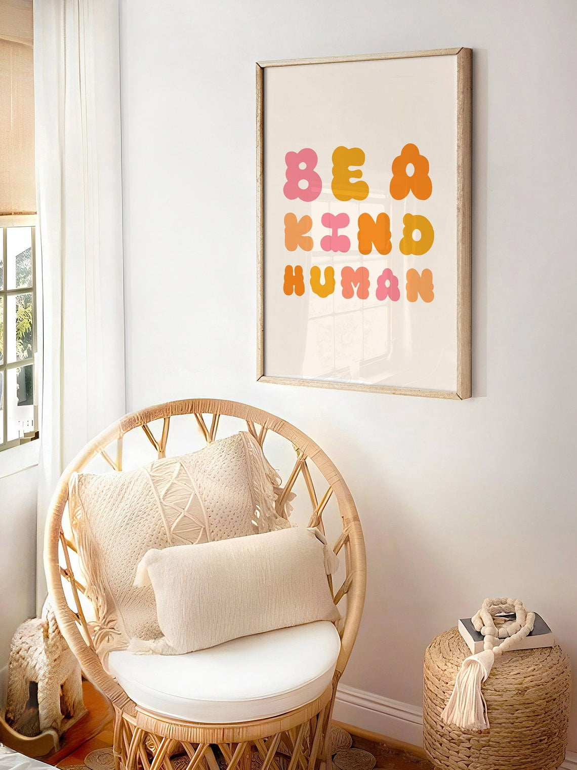 Be A Kind Human Retro Groovy Playroom Motivational Kindness Wall Art ...