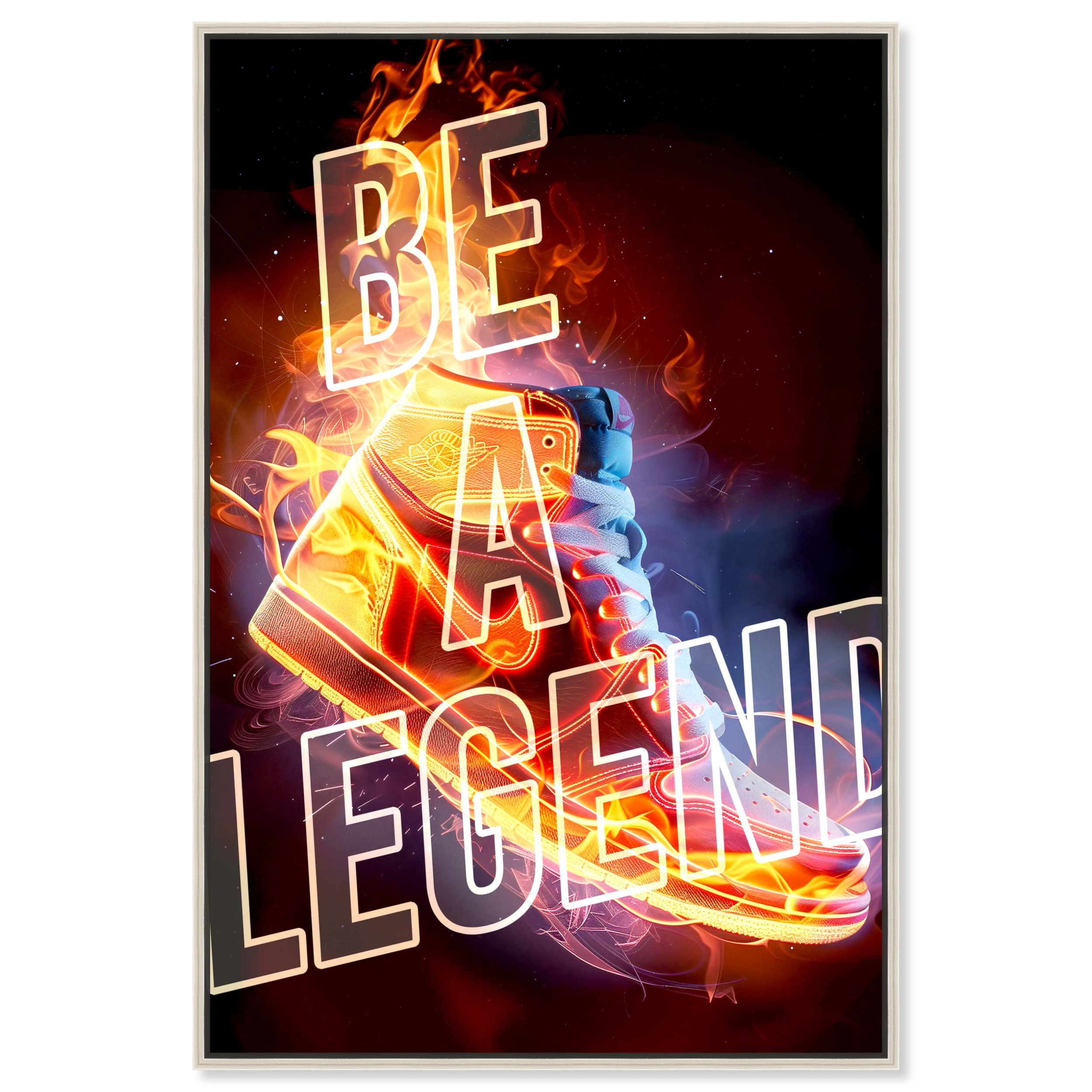 Be A Legend Fire Sneaker Motivational Quotes Man Cave Canvas Wall Art ...