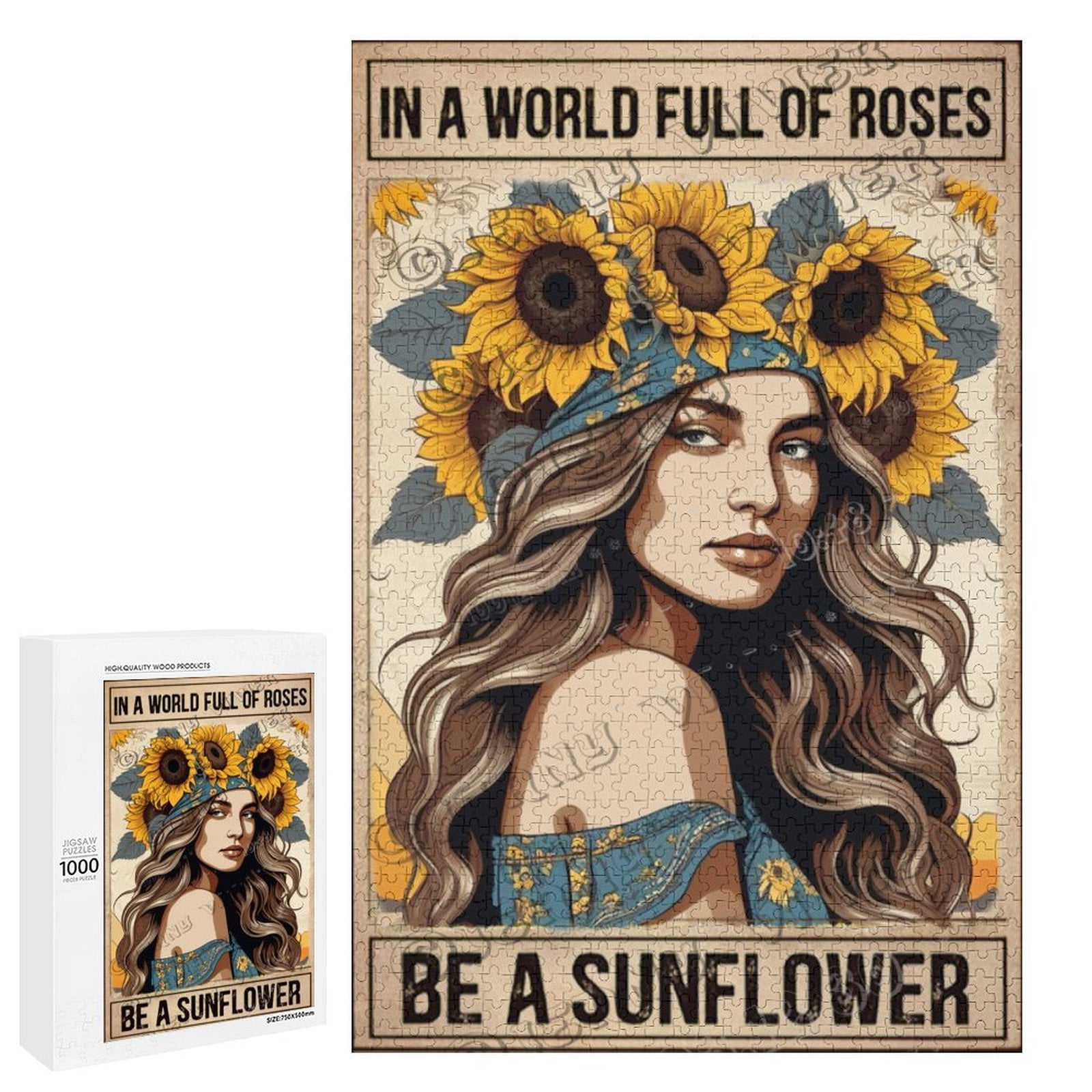 Be A Sunflower 1000 pcs Puzzle for Adults - Decorative Wooden Jigsaw ...